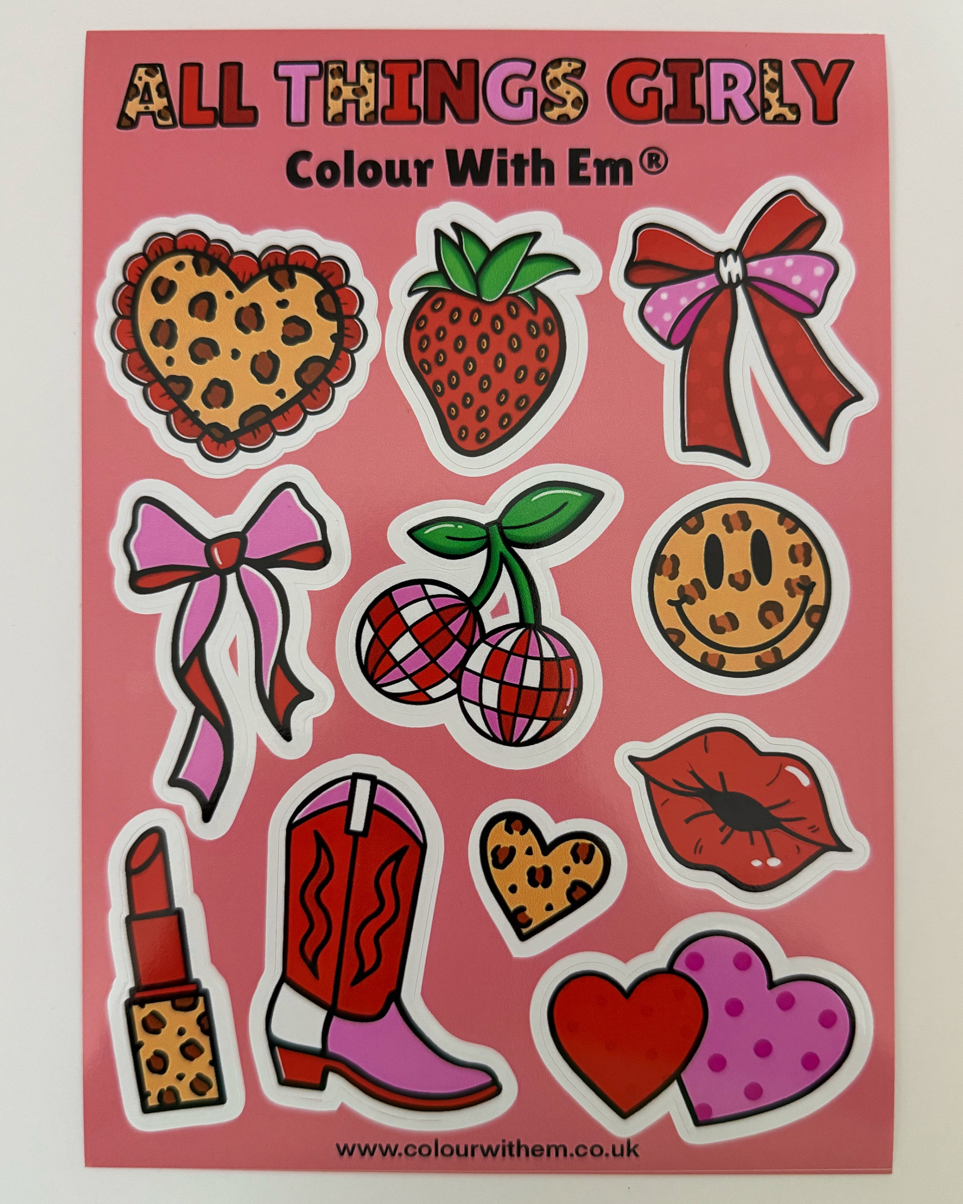 All Things Girly Sticker Sheet – Colour With Em